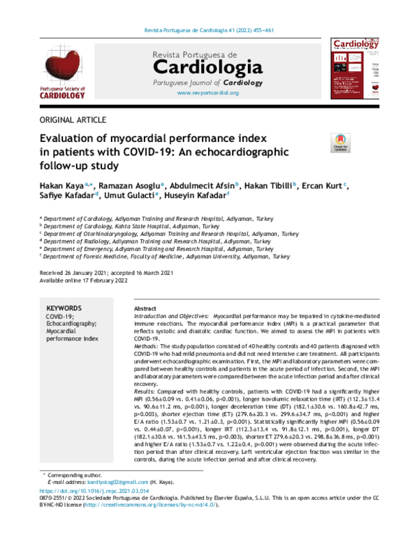 (PDF) The Evaluation of Myocardial Performance Index in Patients with ...