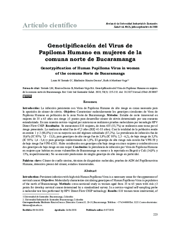 (PDF) Genotipificación del Virus de Papiloma Humano en mujeres de la ...