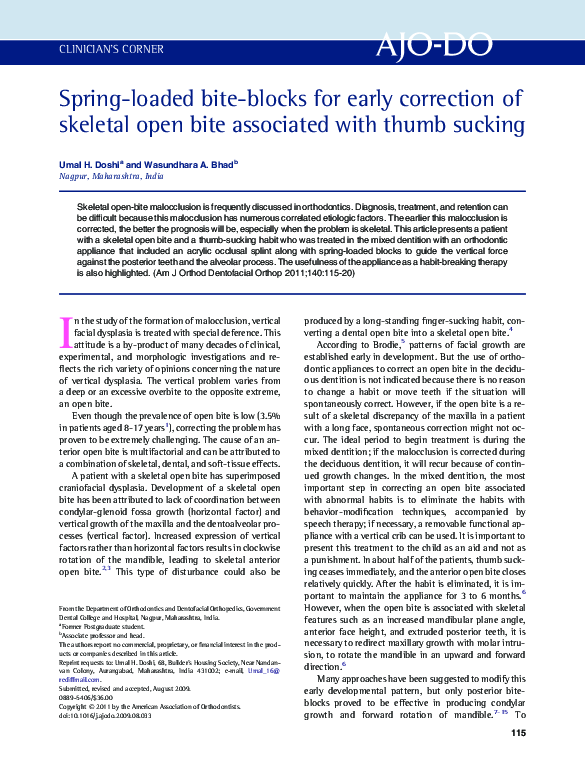 (PDF) Spring-loaded bite-blocks for early correction of skeletal open ...
