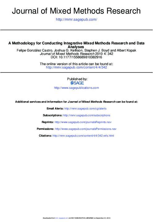 (PDF) A Methodology for Conducting Integrative Mixed Methods Research ...