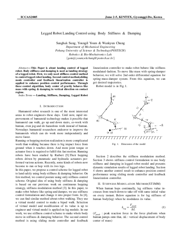 (PDF) Legged Robot Landing via Stiffness Control