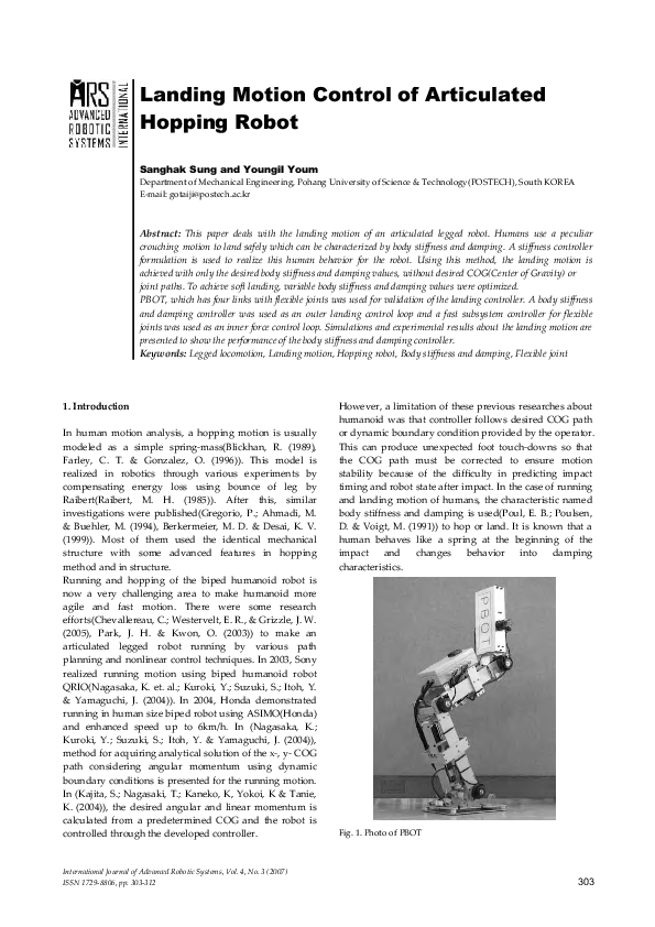 (PDF) Landing Motion Control of Articulated Hopping Robot