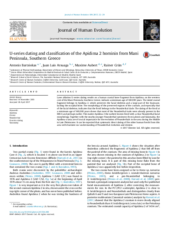 (PDF) U-series dating and classification of the Apidima 2 hominin from ...