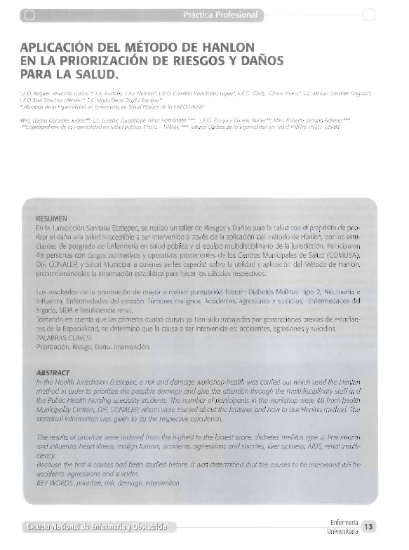 (PDF) Aplicación del Método de Hanlon en la priorización de riesgos y ...