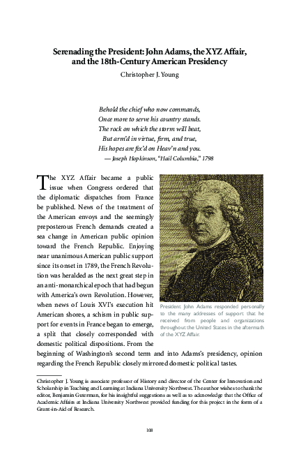 (PDF) Serenading the President: John Adams, the XYZ Affair, and the ...