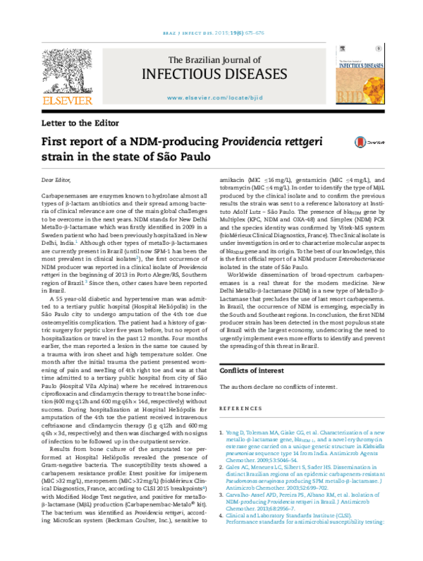 (PDF) First report of a NDM-producing Providencia rettgeri strain in ...