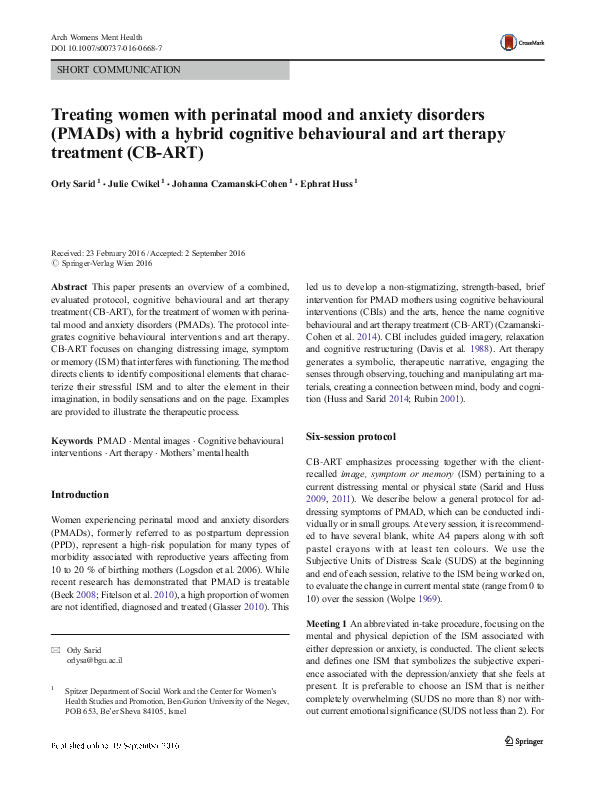 (PDF) Treating women with perinatal mood and anxiety disorders (PMADs ...