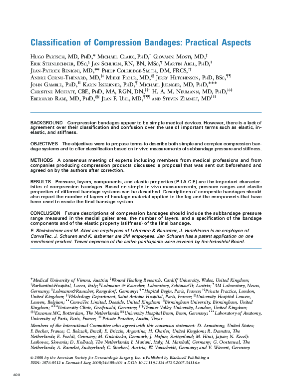 (PDF) Classification of Compression Bandages: Practical Aspects