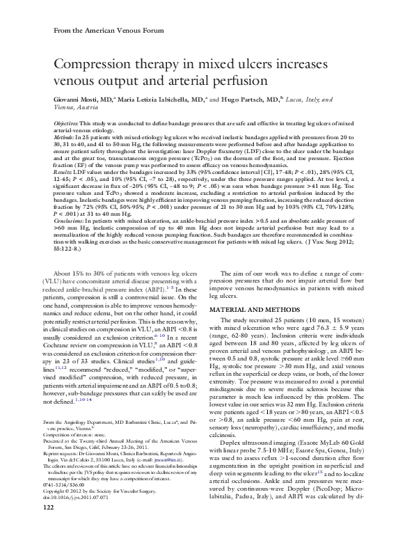 (PDF) Compression therapy in mixed ulcers increases venous output and ...