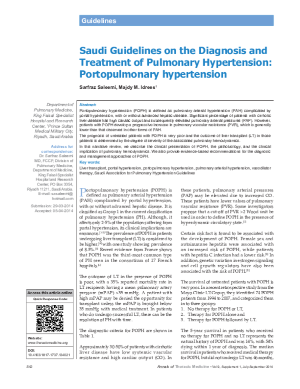 (PDF) Saudi Guidelines on the Diagnosis and Treatment of Pulmonary ...