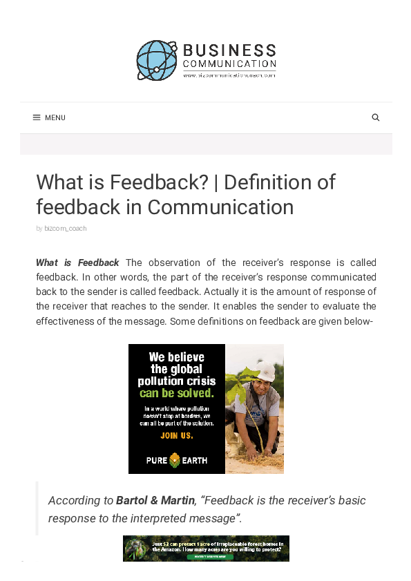 (PDF) What is Feedback? | Definition of feedback in Communication