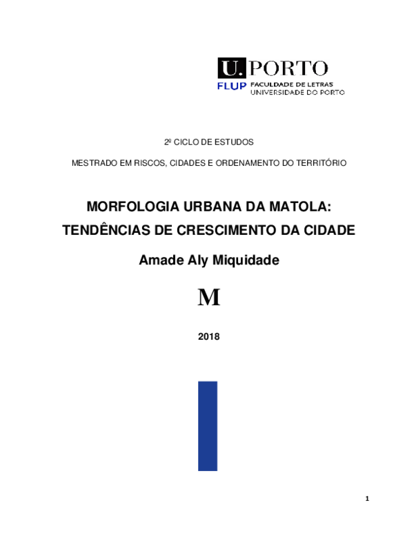 (PDF) Morfologia urbana da Matola: tendências de crescimento da cidade