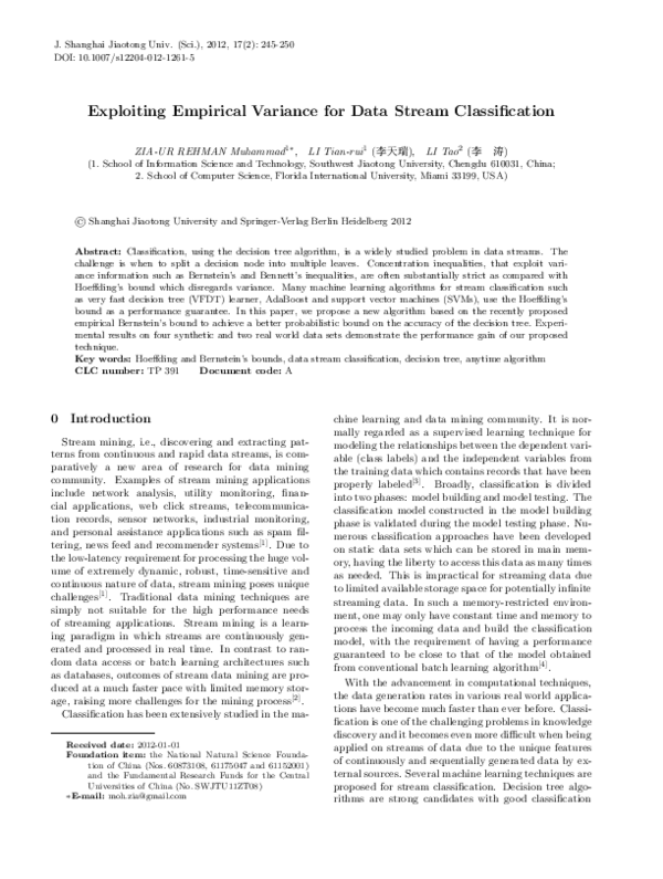 (PDF) Exploiting empirical variance for data stream classification