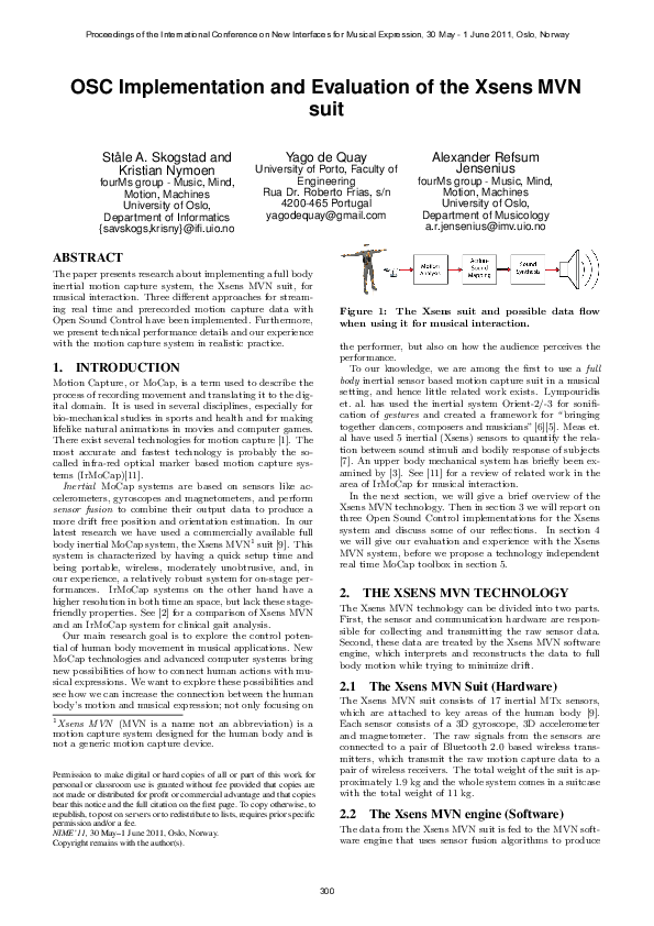 (PDF) Osc Implementation And Evaluation Of The Xsens Mvn Suit | Alexander R Jensenius - Academia.edu