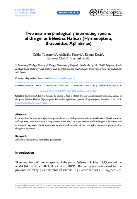 (PDF) Two new morphologically interesting species of the genus Ephedrus ...