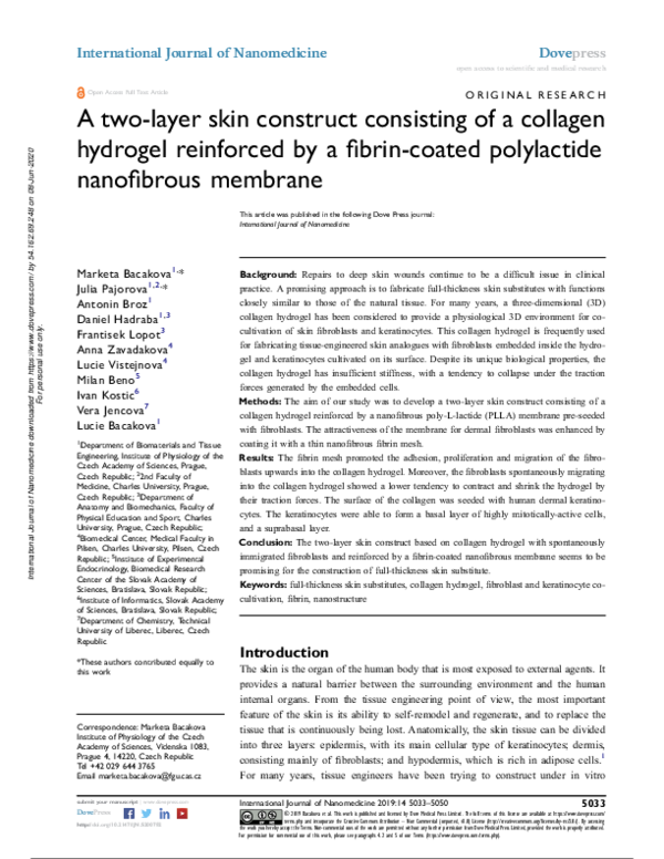(PDF) A two-layer skin construct consisting of a collagen hydrogel ...