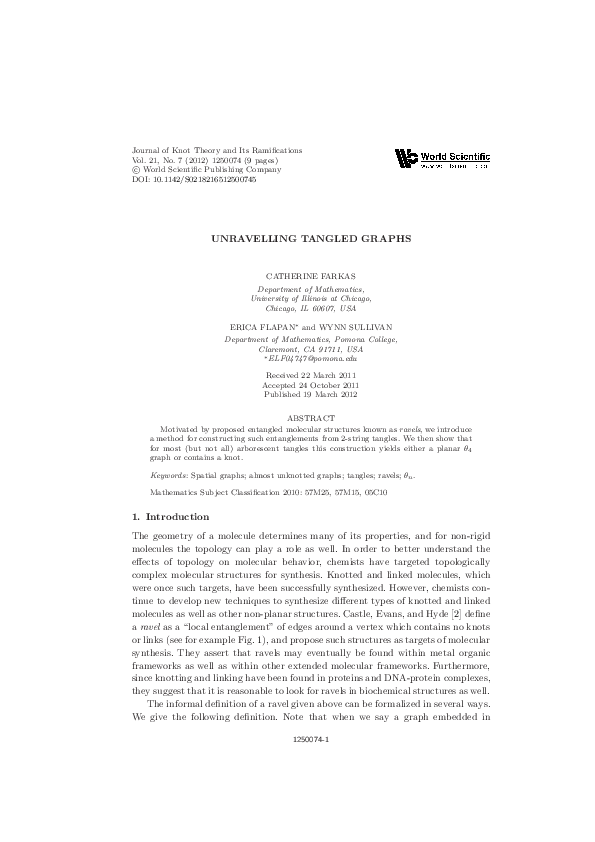 (PDF) Unravelling Tangled Graphs