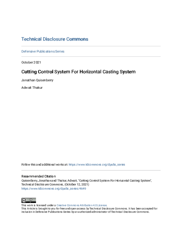 (PDF) Cutting Control System For Horizontal Casting System | Adwait ...
