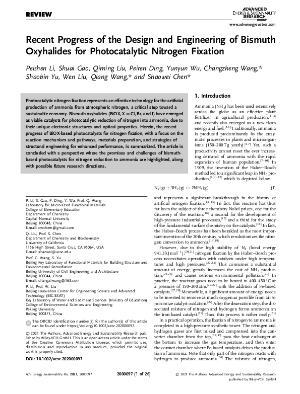 (PDF) Recent Progress of the Design and Engineering of Bismuth ...