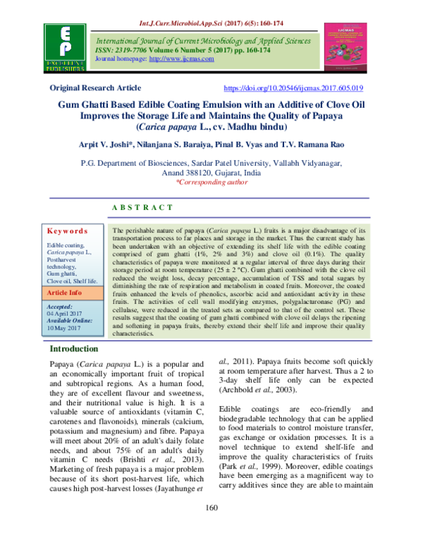 (PDF) Gum Ghatti Based Edible Coating Emulsion with an Additive of ...