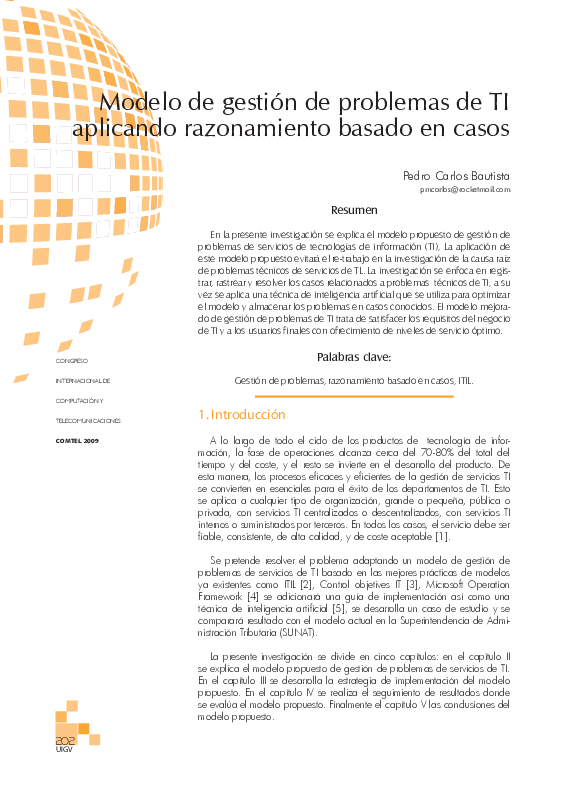 (PDF) Modelo de gestión de problemas de TI aplicando razonamiento ...