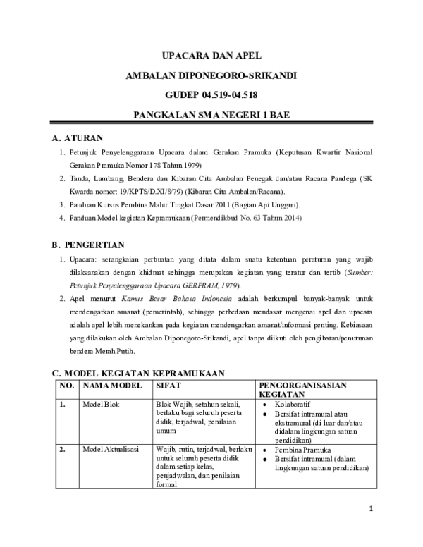 (DOC) FORMAT UPACARA DAN APEL TERBARU