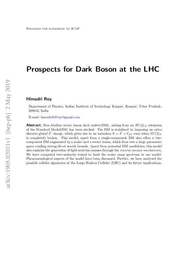 (PDF) Prospects for Dark Boson at the LHC