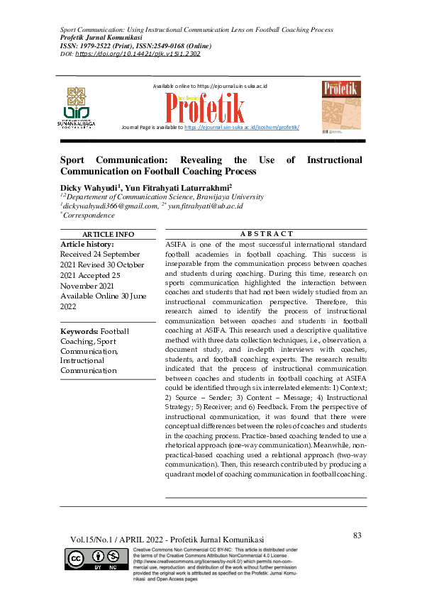 (PDF) Sport Communication: Using Instructional Communication Lens on ...