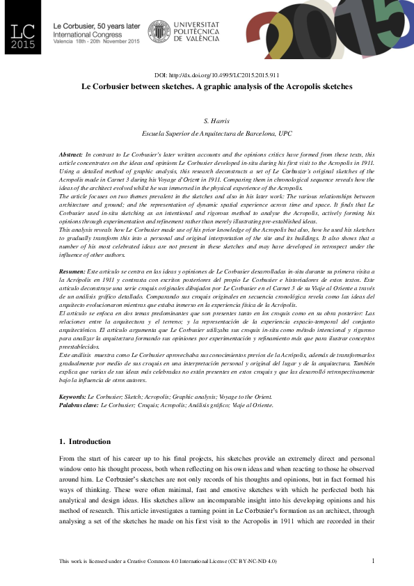 (PDF) Le Corbusier between sketches. A graphic analysis of the ...