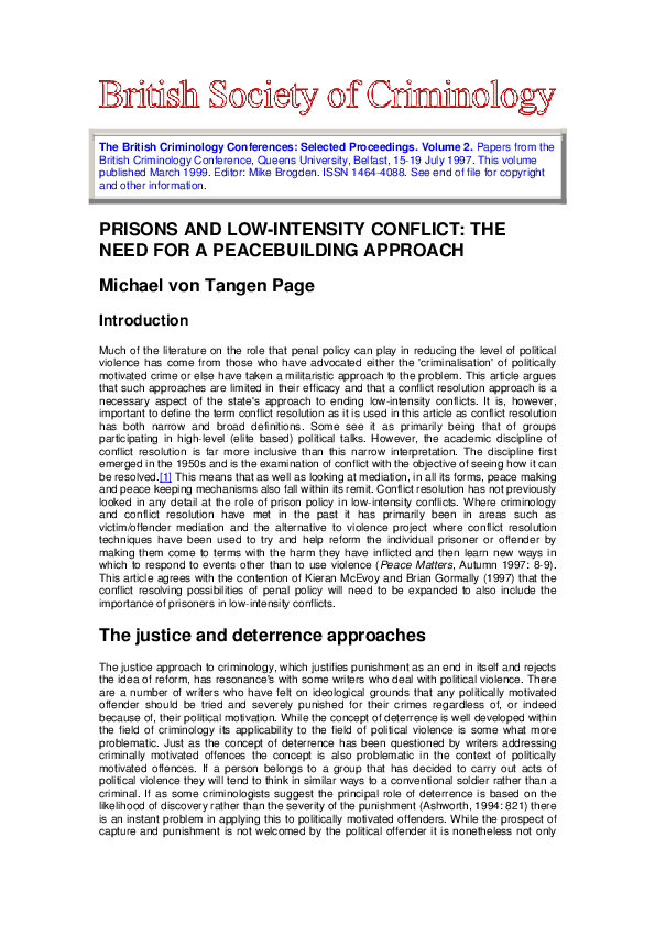 (PDF) Prisons and Low-Intensity Conflict: The Need for a Peacebuilding ...
