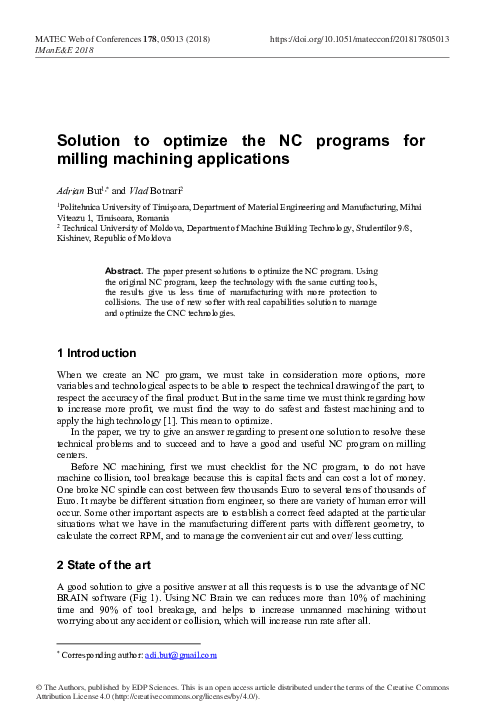 (PDF) Solution to optimize the NC programs for milling machining ...