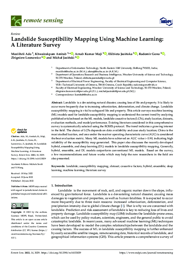(PDF) Landslide Susceptibility Mapping Using Machine Learning: A ...