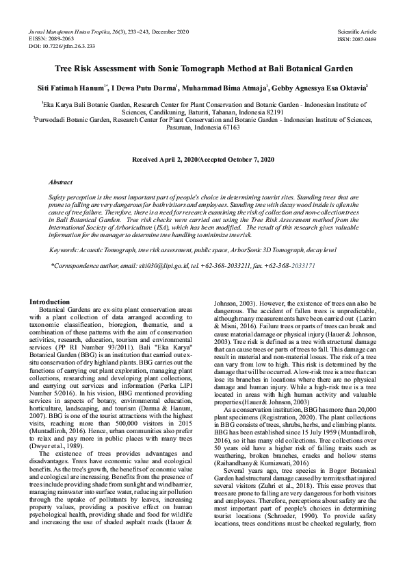 (PDF) Tree Risk Assessment with Sonic Tomograph Method at Bali ...