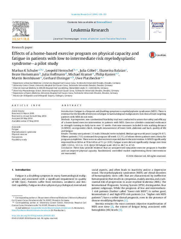 (PDF) Effects of a home-based exercise program on physical capacity and fatigue in patients with ...