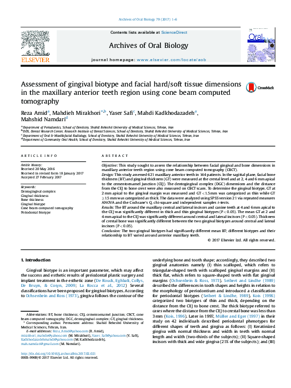 (PDF) Assessment of gingival biotype and facial hard/soft tissue ...