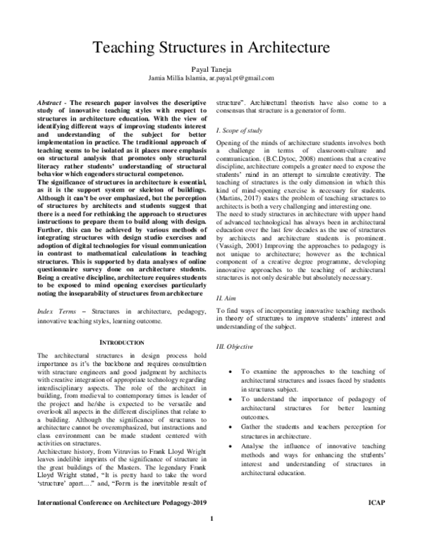 (PDF) Teaching Structures in Architecture