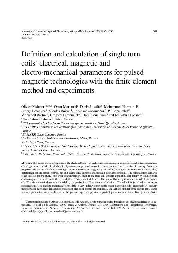 (PDF) Definition and calculation of single turn coils’ electrical, magnetic and electro ...