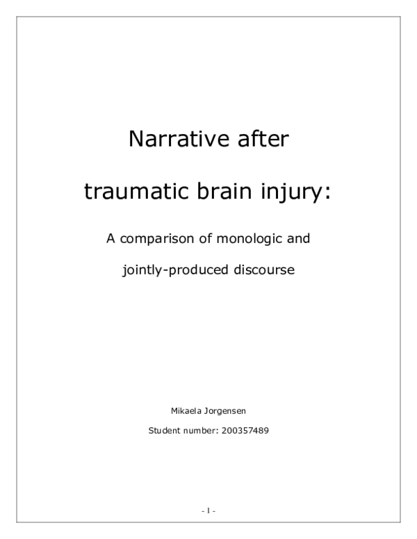 (PDF) Narrative after traumatic brain injury: A comparison of monologic ...