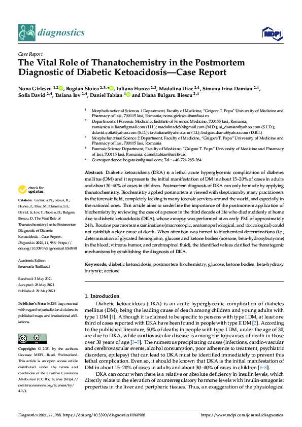 (PDF) The Vital Role of Thanatochemistry in the Postmortem Diagnostic ...
