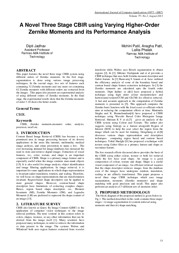 (PDF) A Novel Three Stage CBIR using Varying Higher-Order Zernike ...