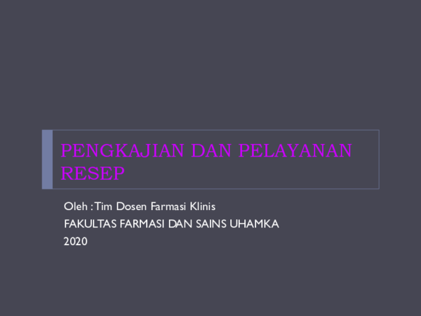 Pdf Pengkajian Dan Pelayanan Resep