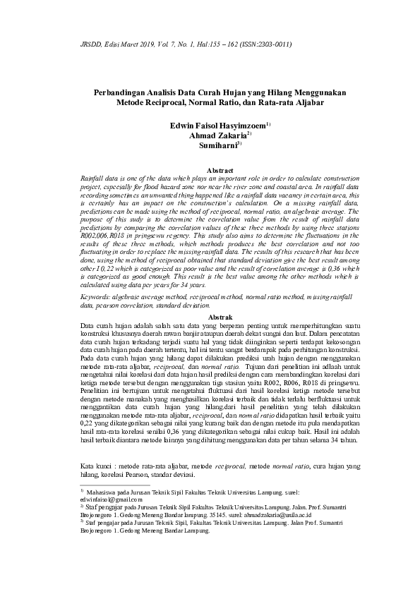 (PDF) Perbandingan Analisis Data Curah Hujan Yang Hilang Menggunakan ...