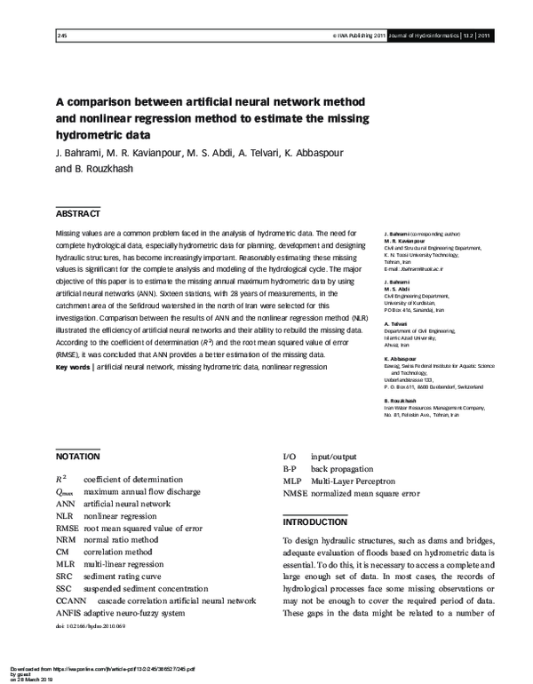 Pdf A Comparison Between Artificial Neural Network Method And Nonlinear Regression Method To