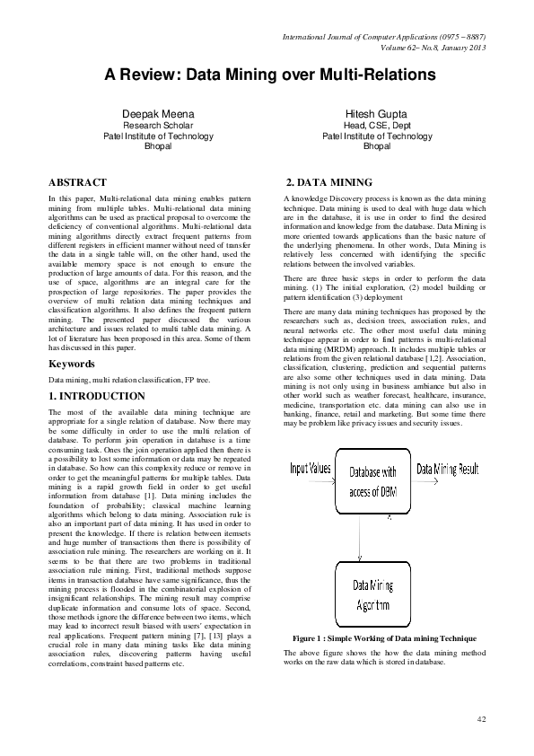 Pdf A Review Data Mining Over Multi Relations Hitesh Gupta