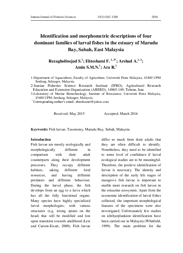 (PDF) Identification and morphometric descriptions of four dominant ...