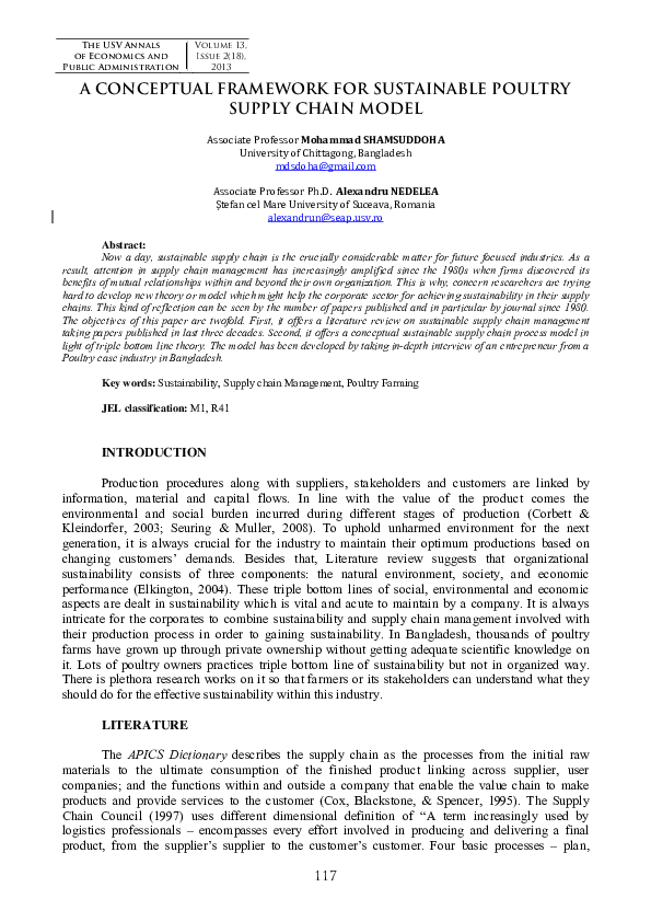 (PDF) A Conceptual Framework for Sustainable Poultry Supply Chain Model