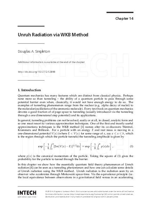 (PDF) Unruh Radiation via WKB Method | Douglas Singleton - Academia.edu