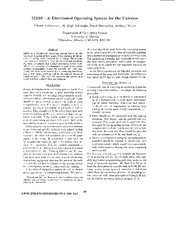 (PDF) MESS-a distributed operating system for the universe