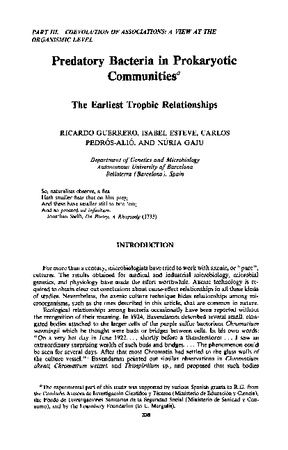 (PDF) Predatory Bacteria in Prokaryotic Communities
