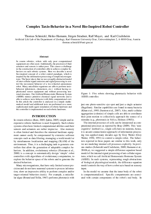 (PDF) Complex Taxis-Behavior in a Novel Bio-Inspired Robot Controller